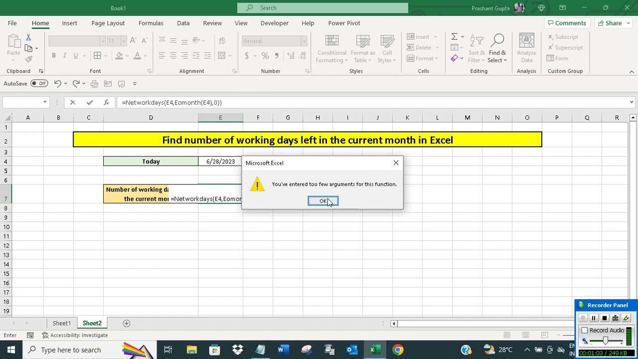 Find Total Number Of Working Days Left In The Current Month In Excel Find Total Number Of Working Days Left In The Current Month In Excel