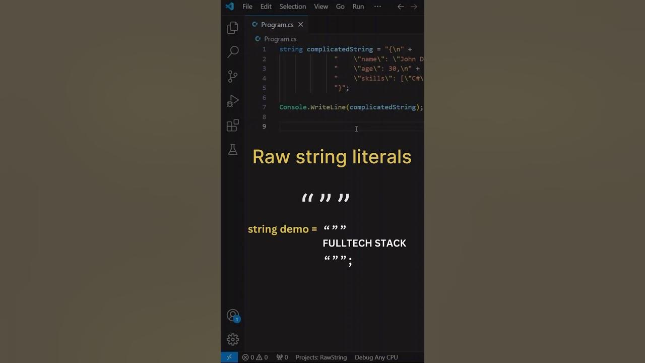 Raw string literals, C# quick tip #programmingtips - YouTube
