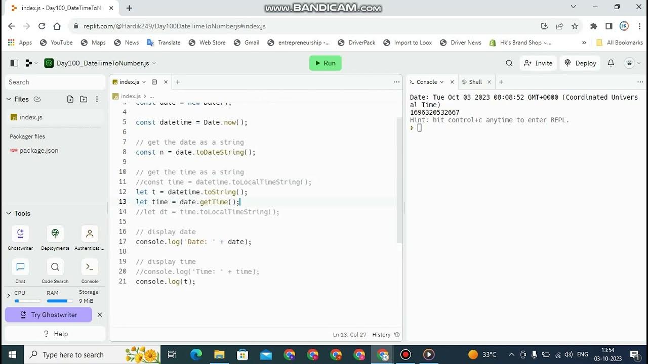Day100 Day100 Date Time To Number Javascript Program 100daysofcodechallenge Programming 1659
