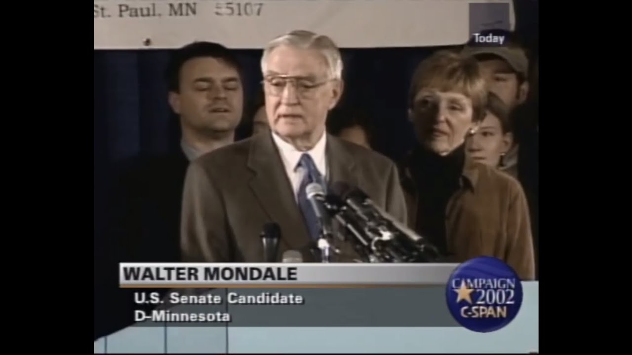 Walter Mondale concedes the 2002 Senate race - YouTube