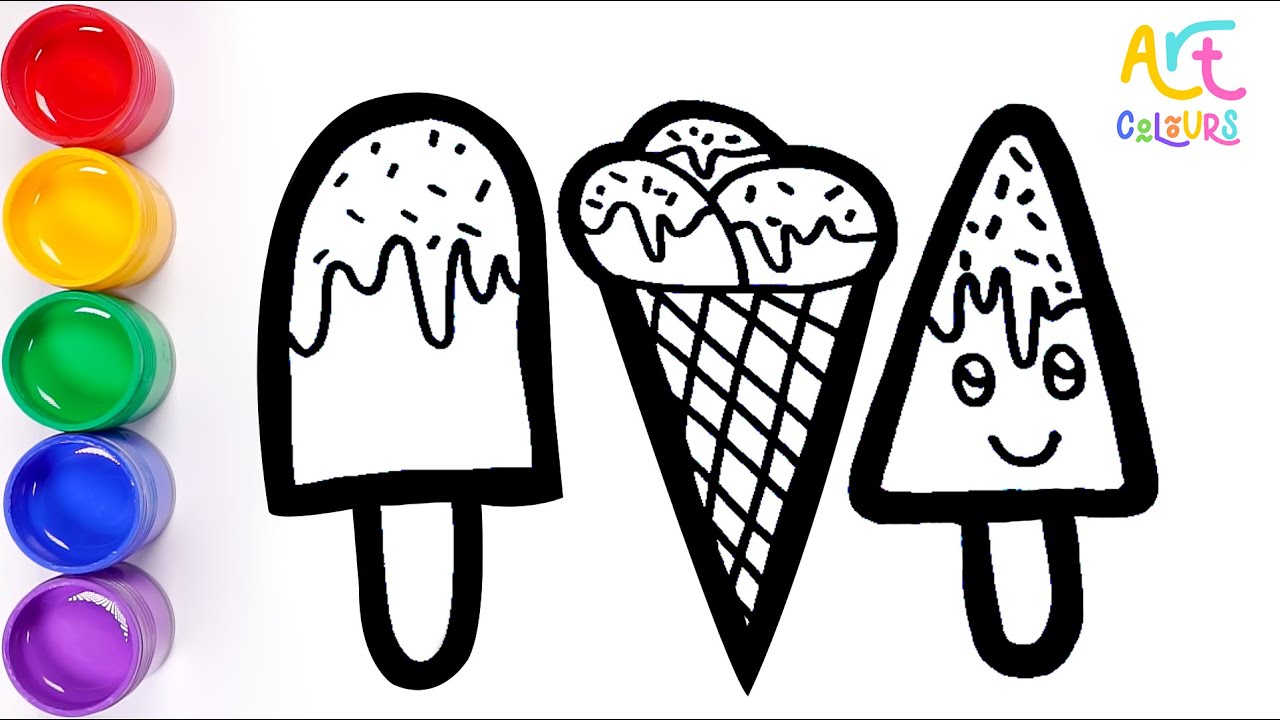 Ice Cream Drawing, Painting, Coloring for Kids & Toddlers | How to Draw ...