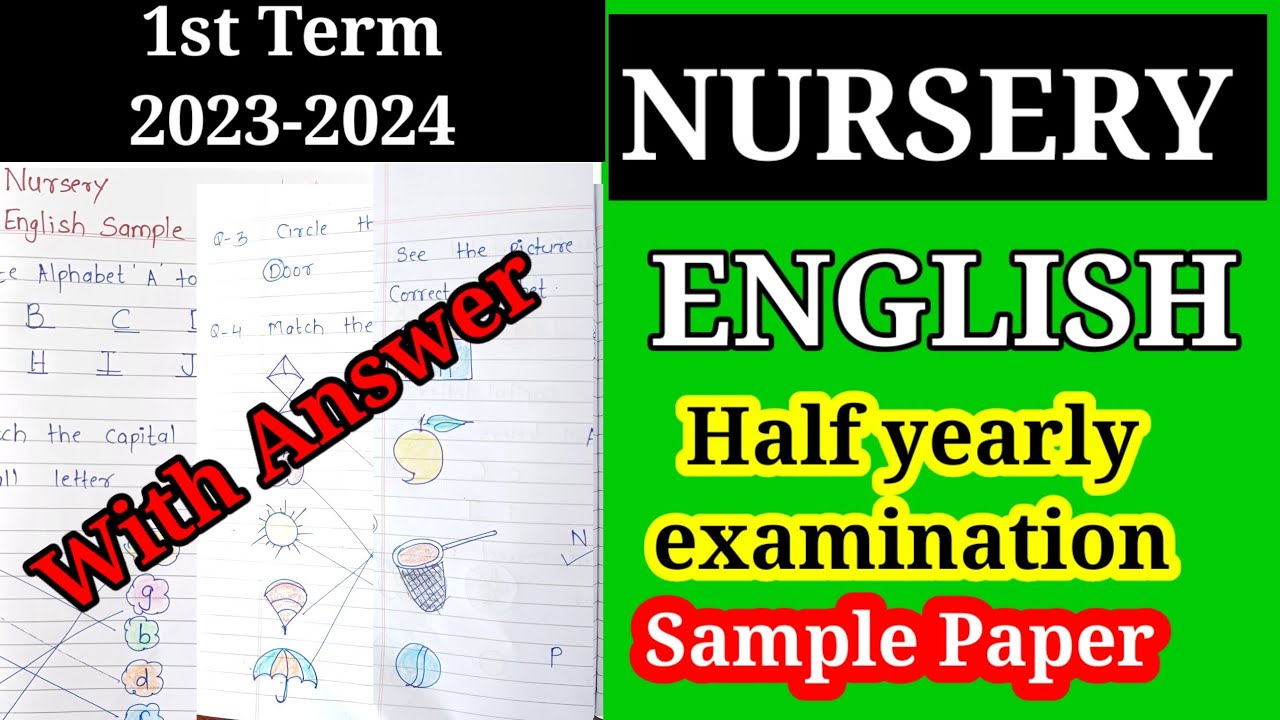 NURSERY ENGLISH Sample Question Paper | Nursery 1st Term ENGLISH ...