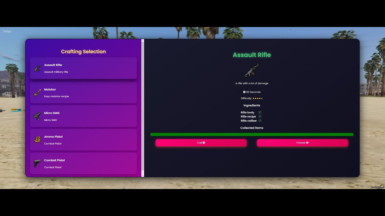 [Showcase][FiveM] MODERN CRAFTING SYSTEM - YouTube