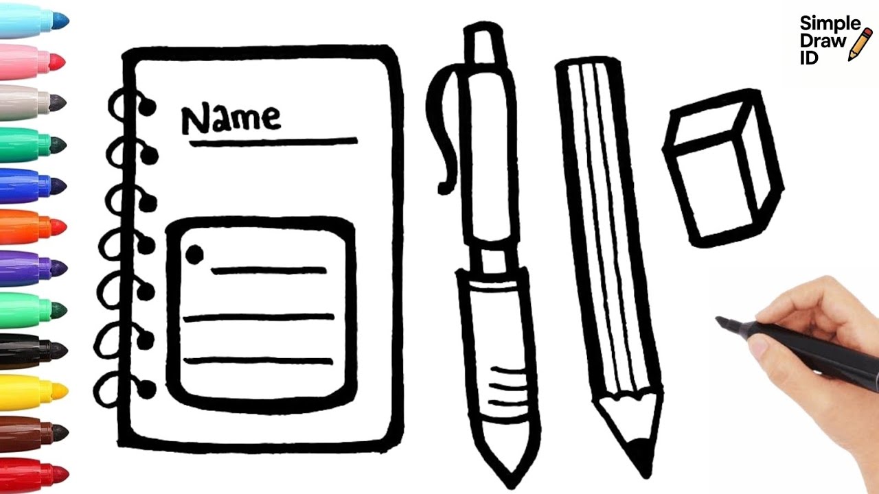 How To Draw School Supplies Easy For Kids - Back To School Drawing ...