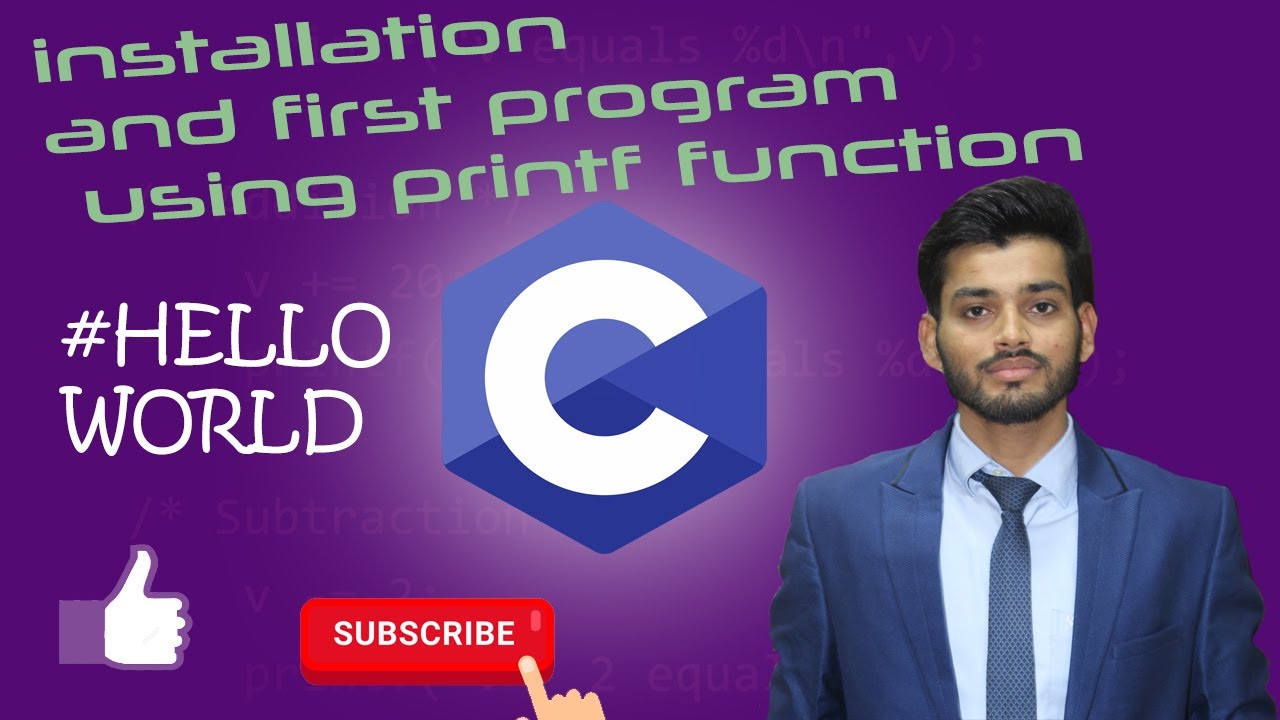 Installation and the first program using printf function - YouTube