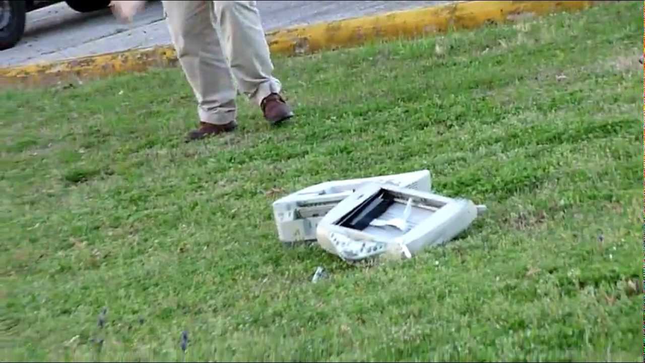 Printer destruction - YouTube