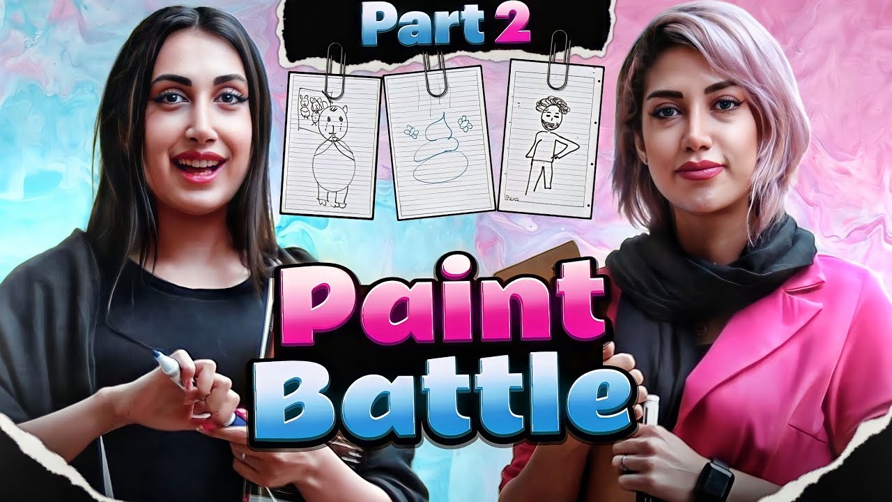 PAINT BATTLE 🎨😂چالش نقاشی با دنیا - YouTube