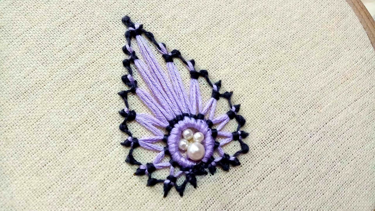 Hand embroidery of a flower motif - YouTube