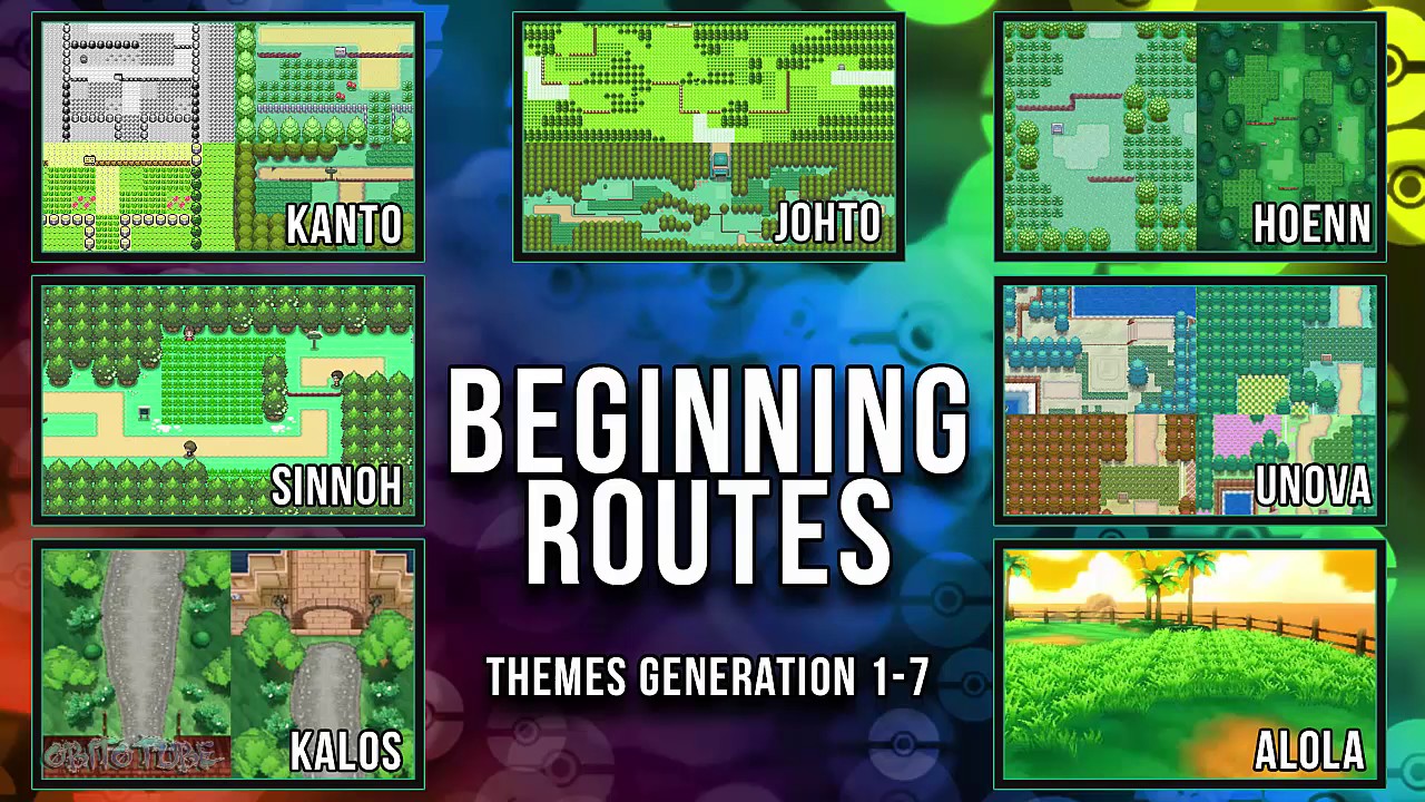 All Pokémon Beginning Route Themes [GEN 1-7] - YouTube