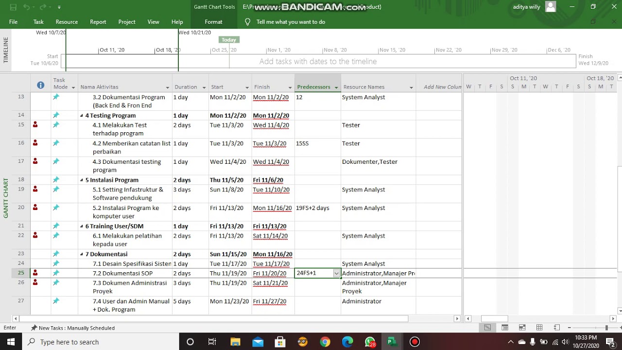 Membuat Predecessors dengan MS Project - YouTube