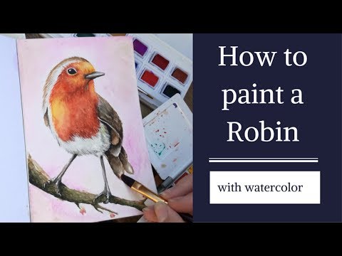 how to paint a robin bird with watercolor postcard paper tutorial speed ...