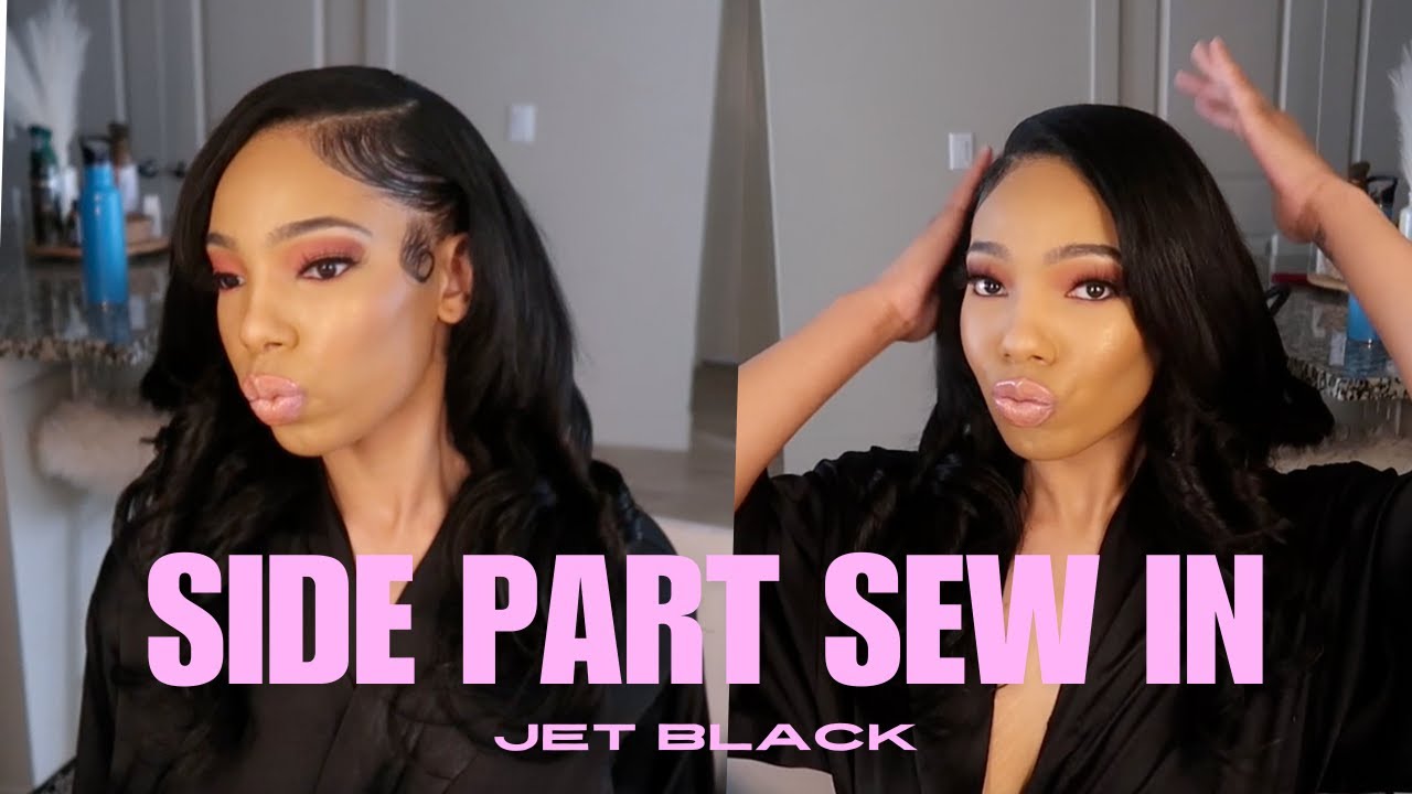 How to achieve a sleek side part sew in | NO RELAXER | Natural hair ...
