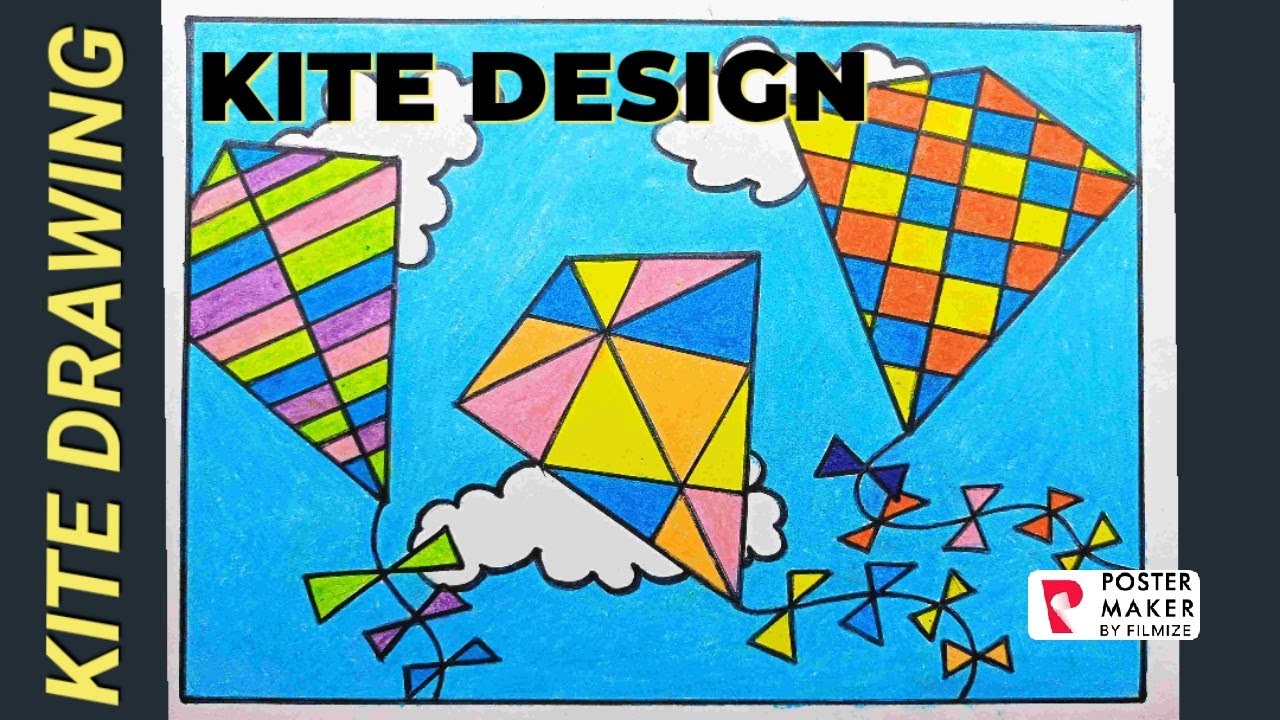 HOW TO DRAW KITE DESIGN FOR KIDS- KITE DRAWING EASY - YouTube