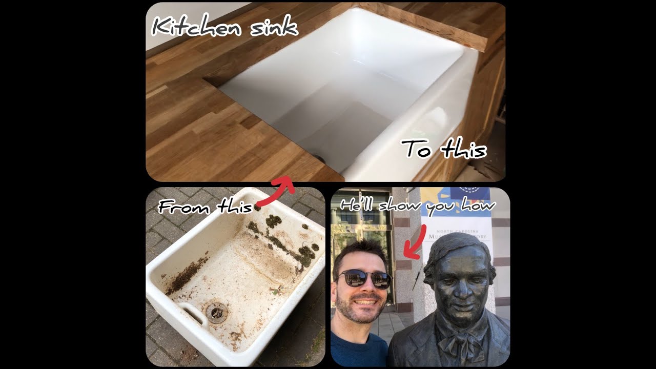 Kitchen sink. How to DIY resurface without removing the worktops - YouTube