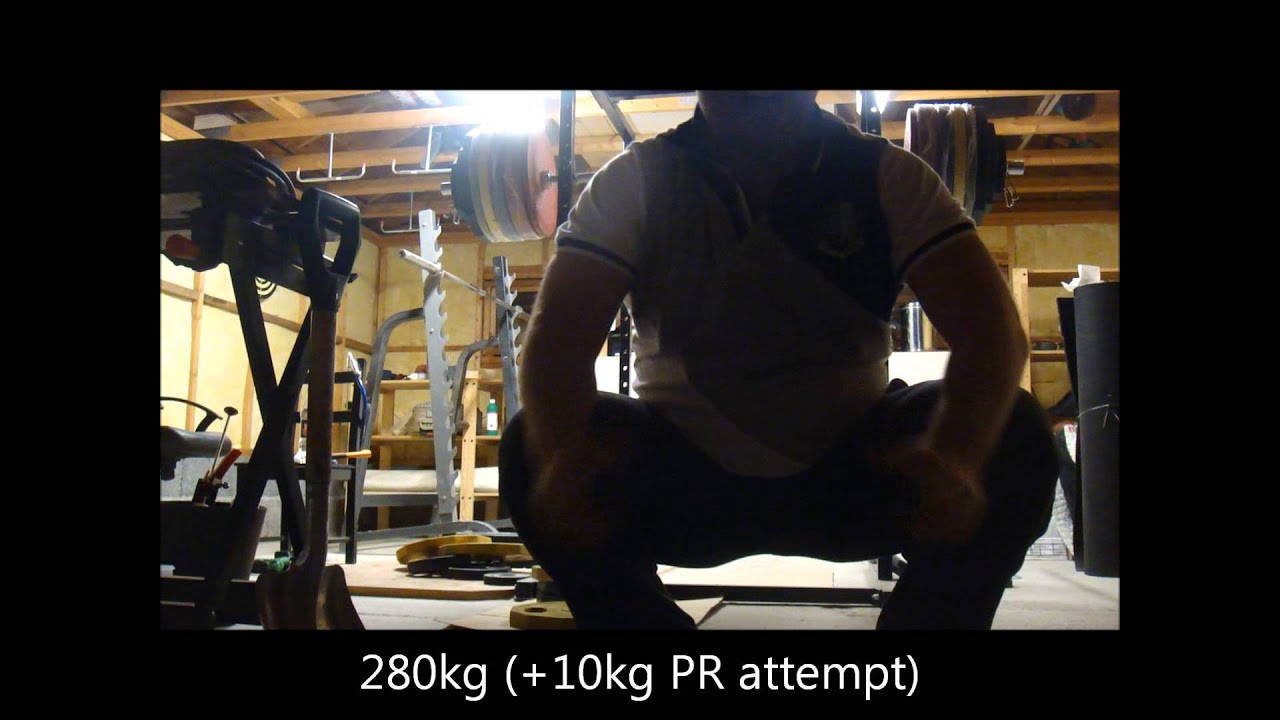 280kg SQ ::: Post smolov base meso cycle 1rm test ::: (+10kg PR attempt ...