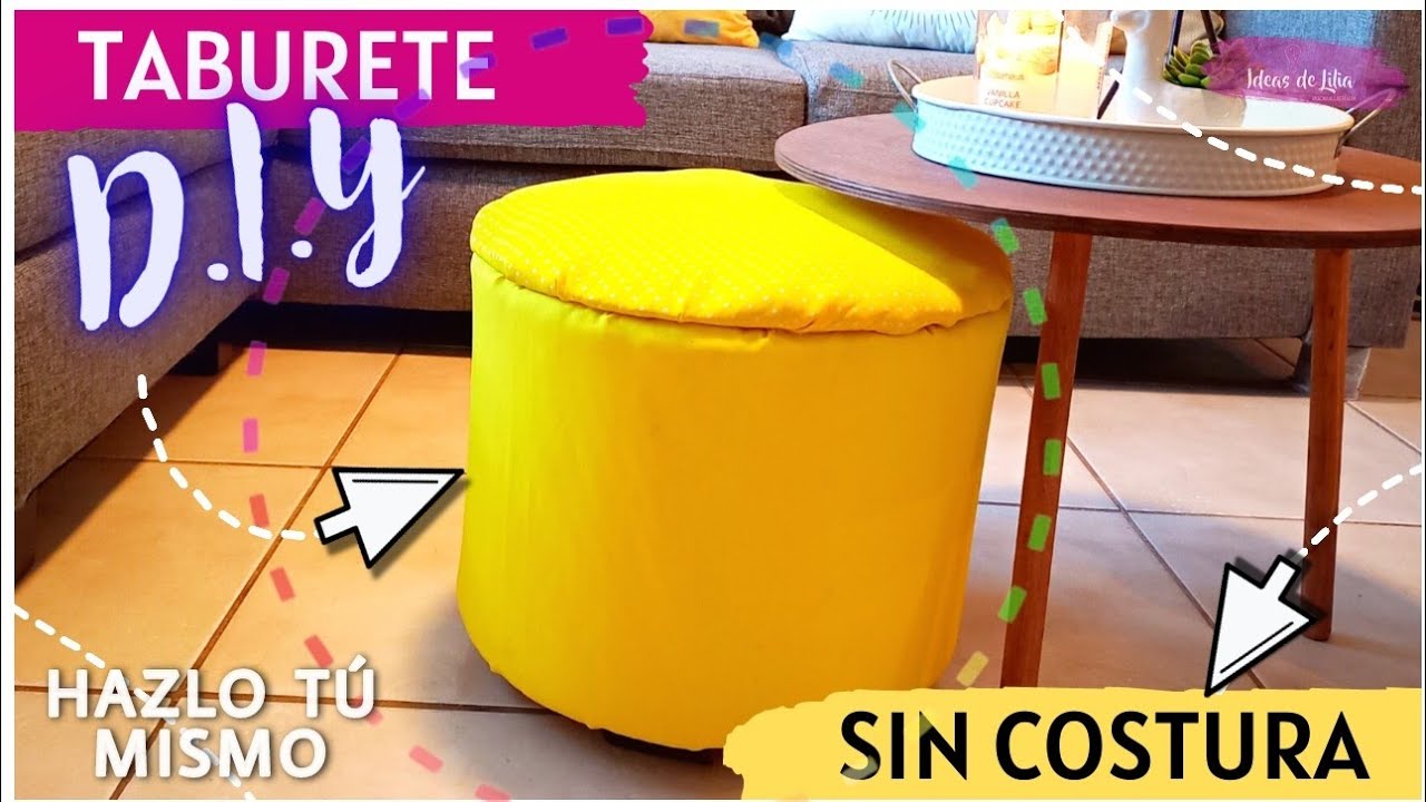DIY cómo hacer un TABURETE REDONDO TAPIZADO y ECONÓMICO - YouTube