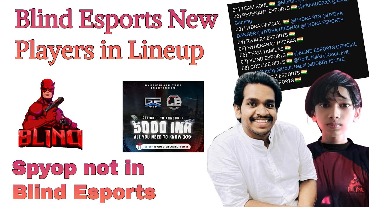Spyop Not in Blind Esports? | Blind Esports New Players Lineup | Junior ...
