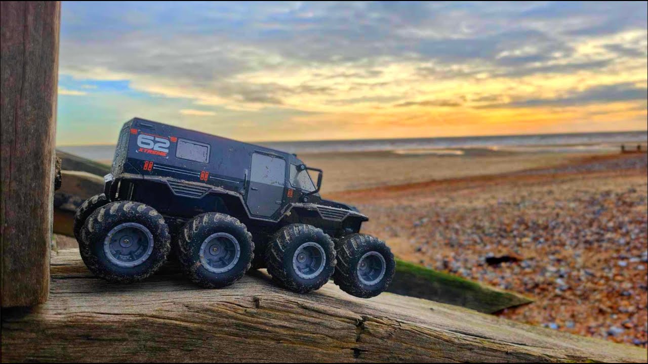 JJRC Q137 @ Littlehampton Beach (Amphibious 8x8 Skid Steer 1/16th RC 2 ...