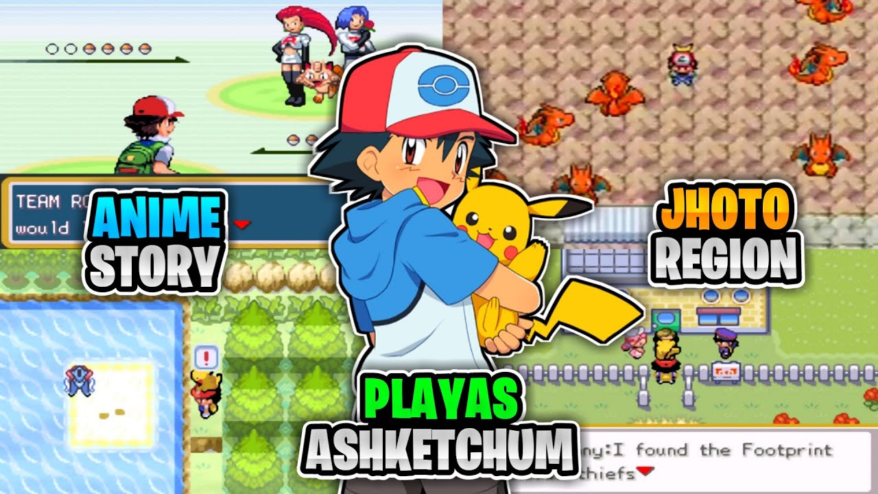 New Pokemon gba rom hack with Anime story||Jhoto Region||Ash Pokemon ...