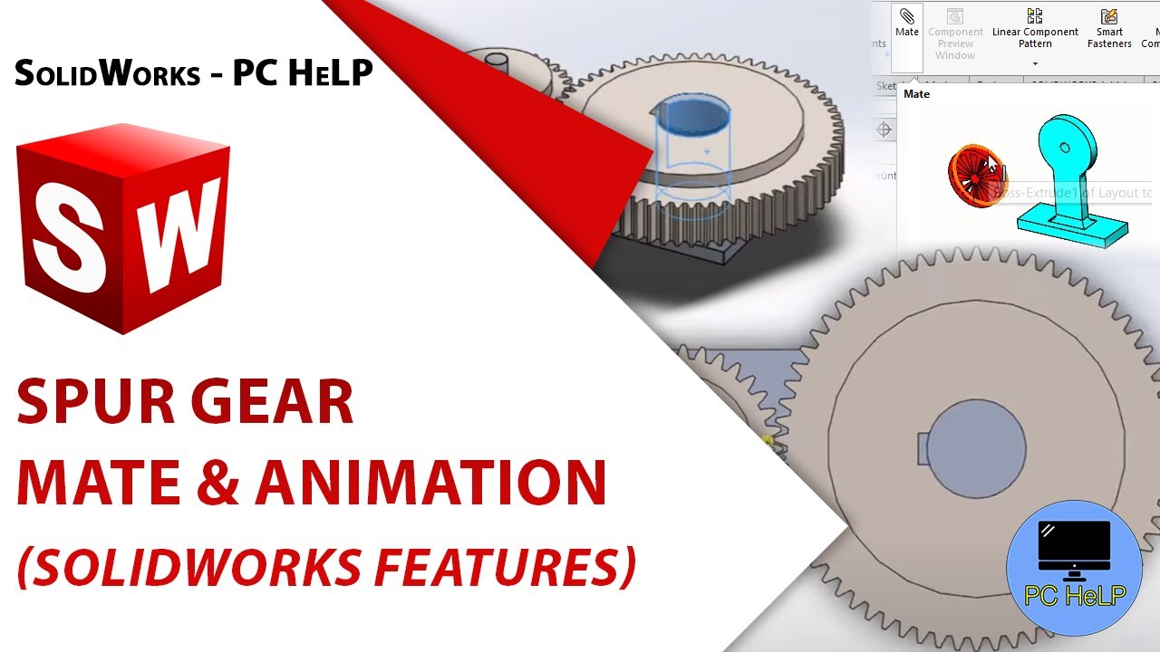 SolidWorks - Spur Gear Mate & Animation (SolidWorks Features) # ...