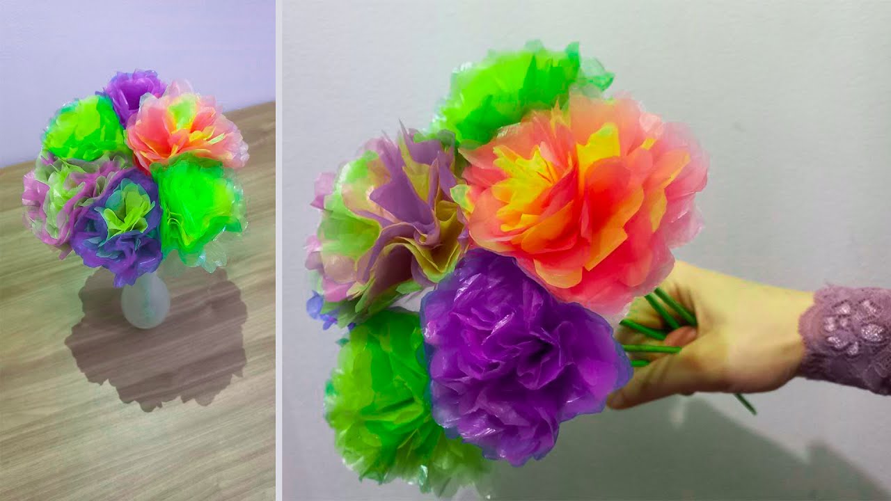 How to make realistic simple cellophane roses #12 - YouTube