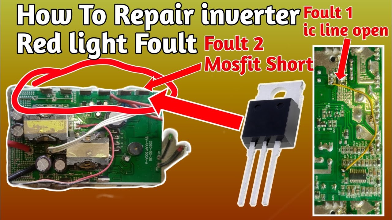How To Repair Inverter || Foult Red Light || SOGO 1500W inverter - YouTube