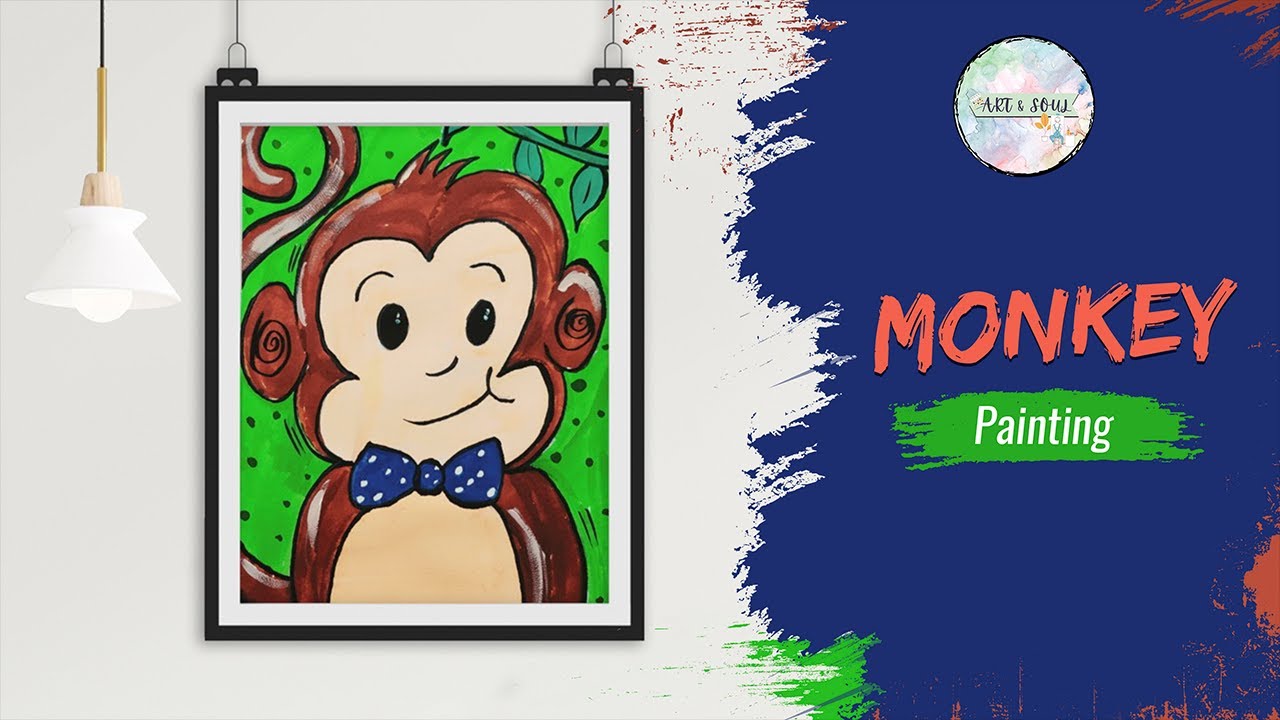 how to paint a monkey painting tutorial | Monkey drawing for beginners ...