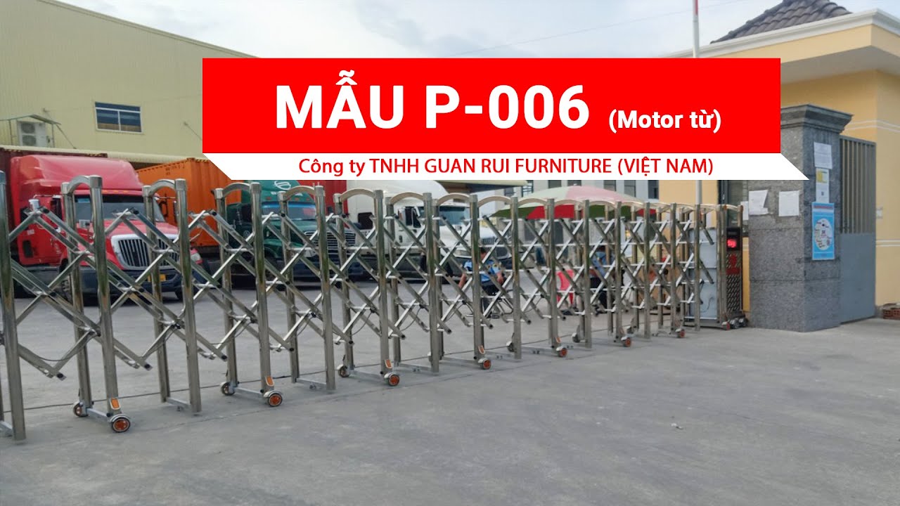 Cổng xếp inox P-009(motor từ) Lắp đặt tại Công ty TNHH GUAN RUI ...