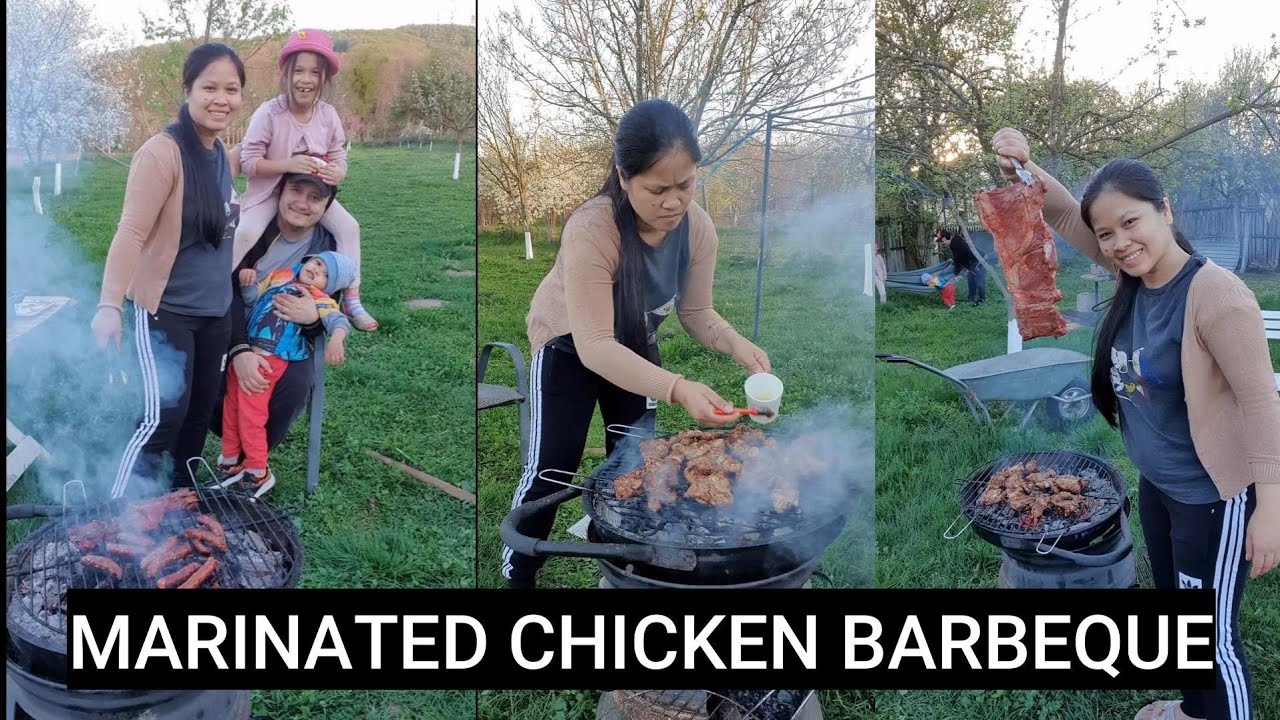 NAGLULUTO KAMI NG MARINATED CHICKEN BARBEQUE SA GARDEN - YouTube