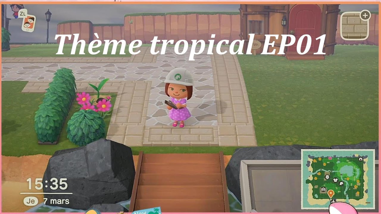 ACNH thème tropical EP01 - début de la nouvelle déco - YouTube