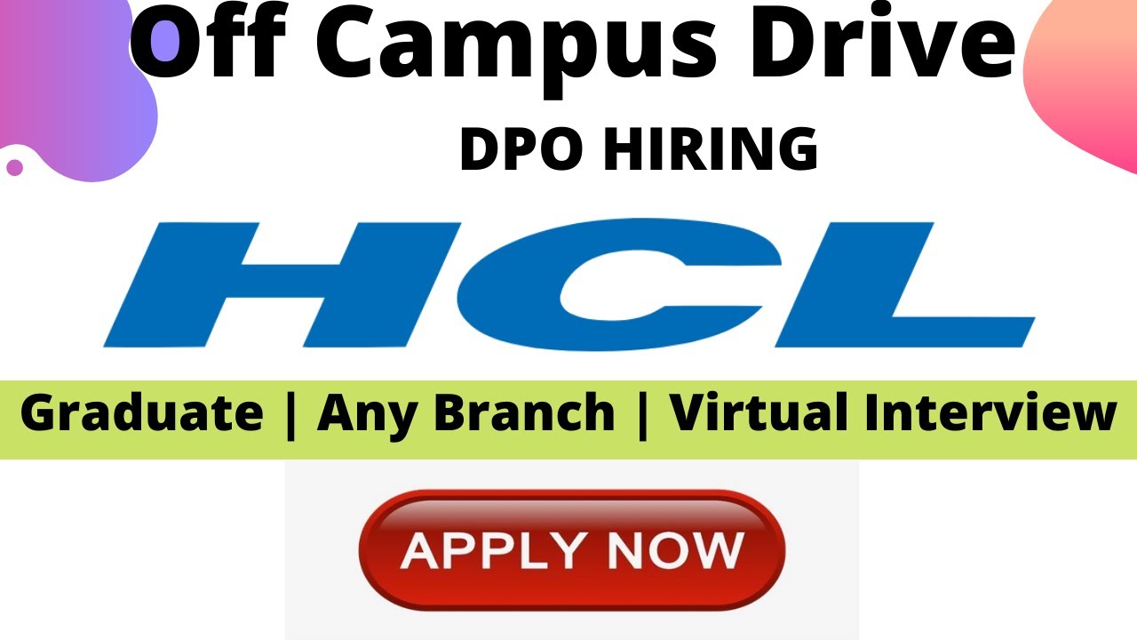 HCL Off Campus Drive for DPO 2021 - YouTube