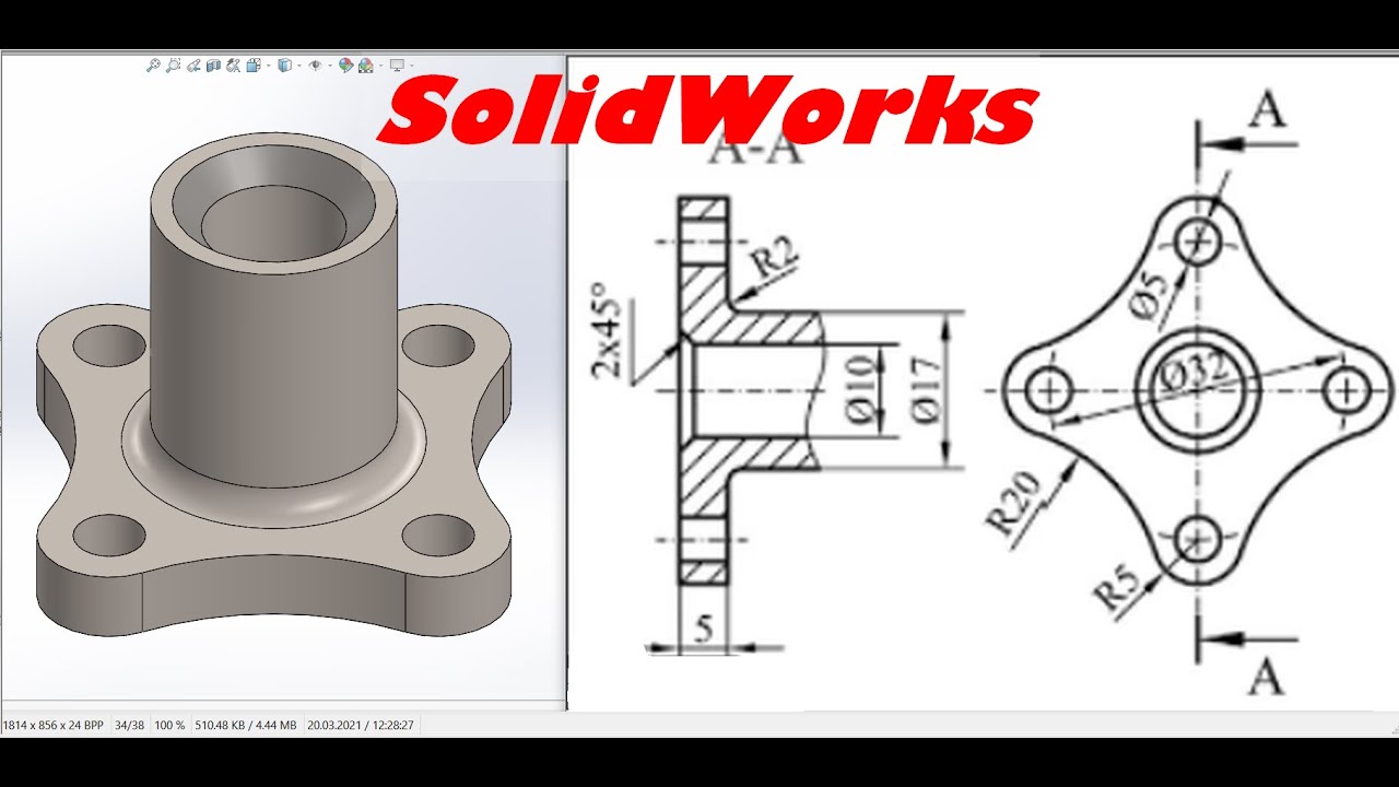 Flange 2- LEARNING SOLIDWORKS Channel - YouTube