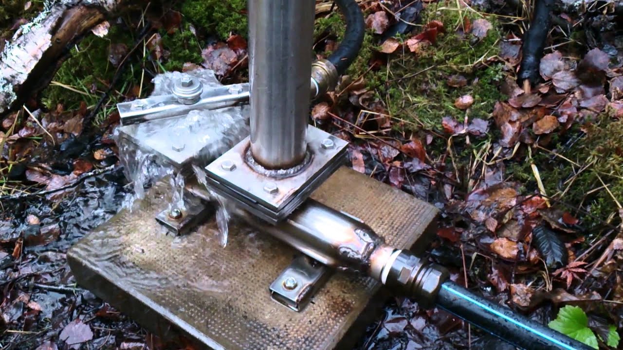 Hydraulic ram pump with standpipe installed DTU S1 - YouTube