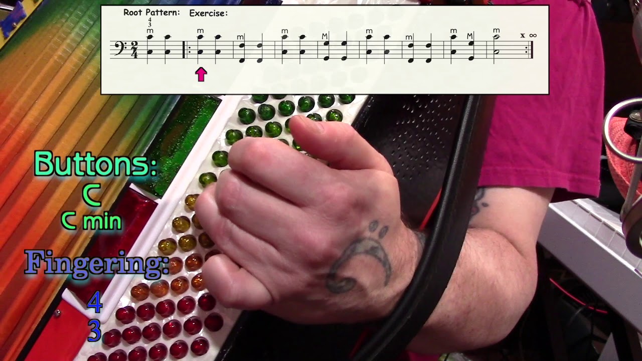 Amazing Accordion Button Exercises 3: Bass with Major chord, bass with ...