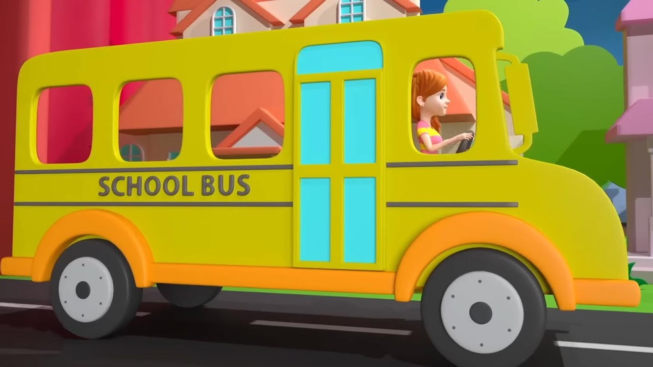 Wheels On The Bus - Fun Bus Ride and Kindergarten Rhymes for Kids - YouTube