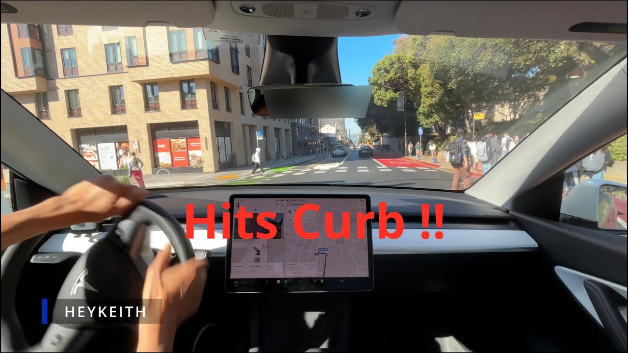 Tesla FSD 12.3.6 Hits Curb !! - YouTube