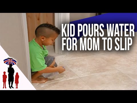 Mom Slips & Falls After Out Of Control Kid Pours Water On Floor | Supernanny