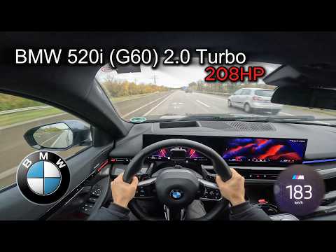 2024 BMW 520i (G60) 2.0 Turbo Mild Hybrid (208 hp) - POV Short Test drive On wet German Autobahn