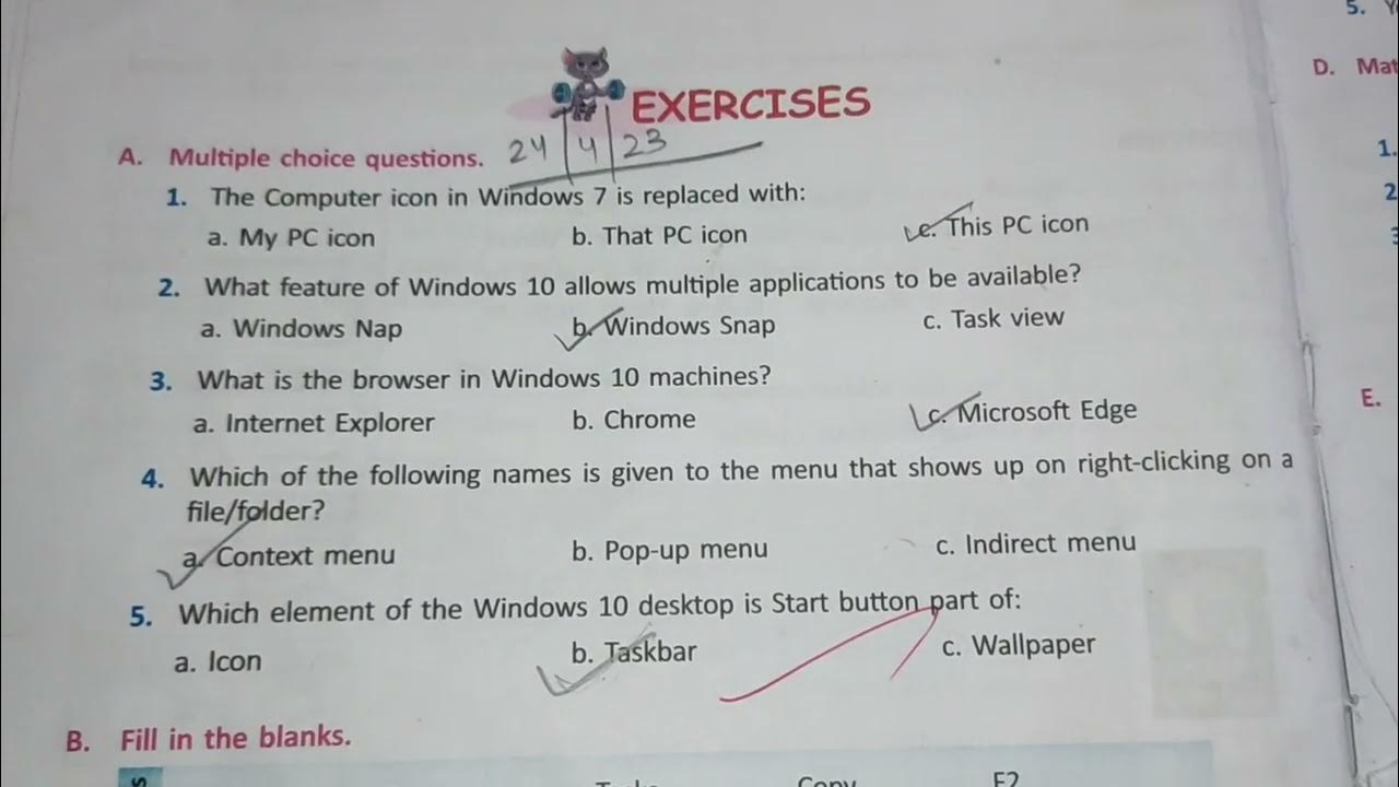 Class-4 | Computer Science Lesson-2 Managing File and Folder | Part-4 | Back Exercise - YouTube