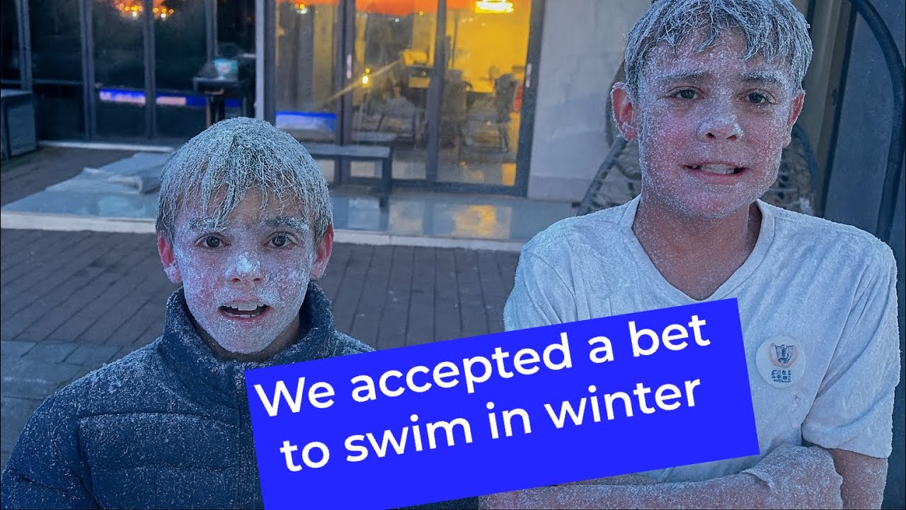 We accepted a bet to swim in winter. - YouTube
