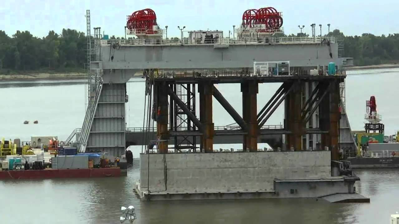Olmsted Dam shell placement in Ohio River complete process 5 min - YouTube