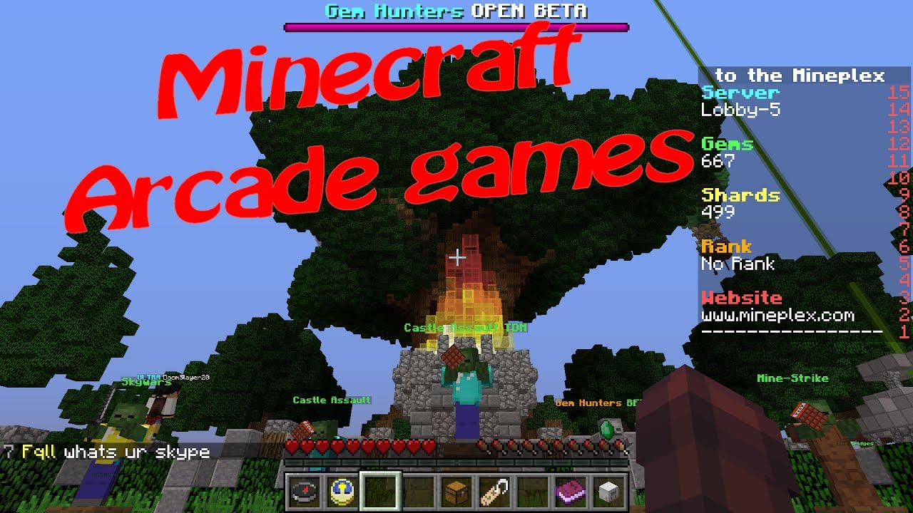 Minecraft arcade games - YouTube