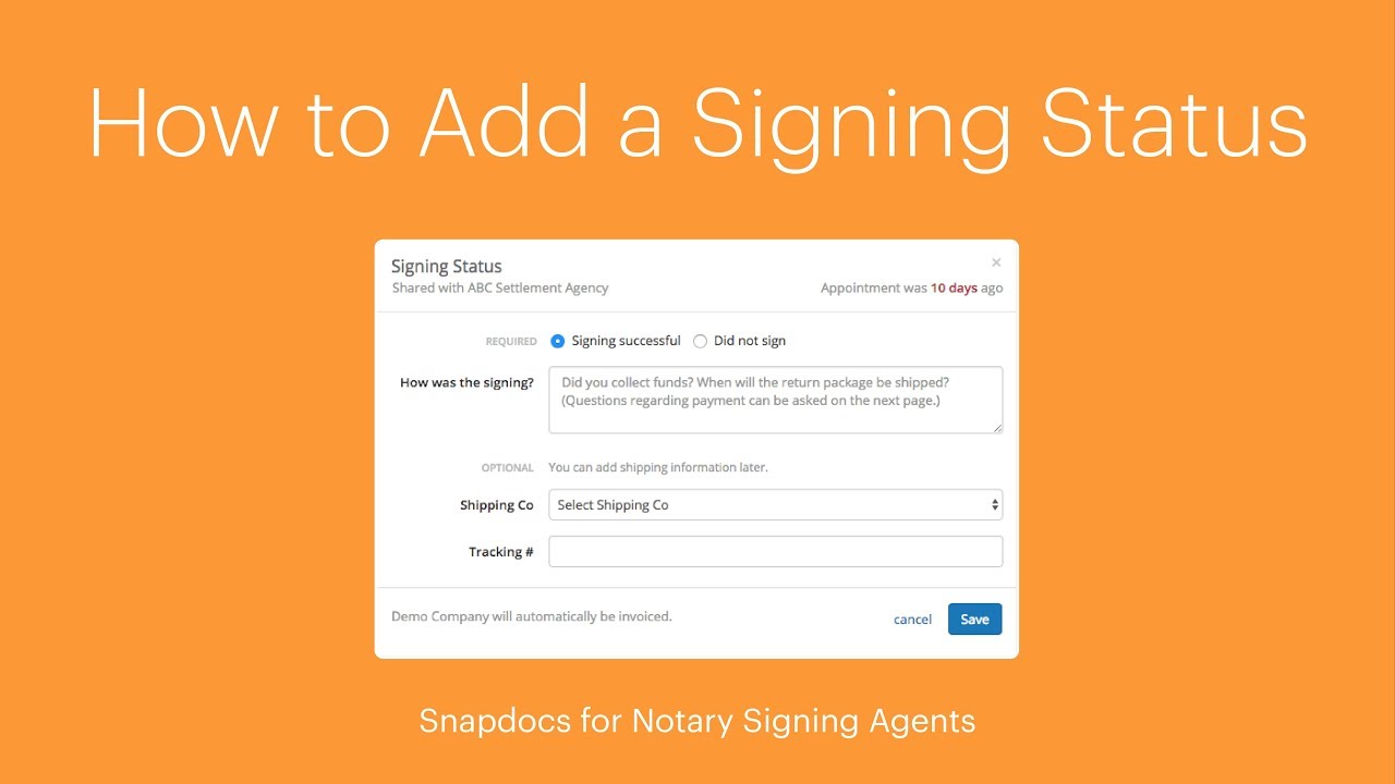 How to Add a Signing Status - Snapdocs for Signing Agents - YouTube