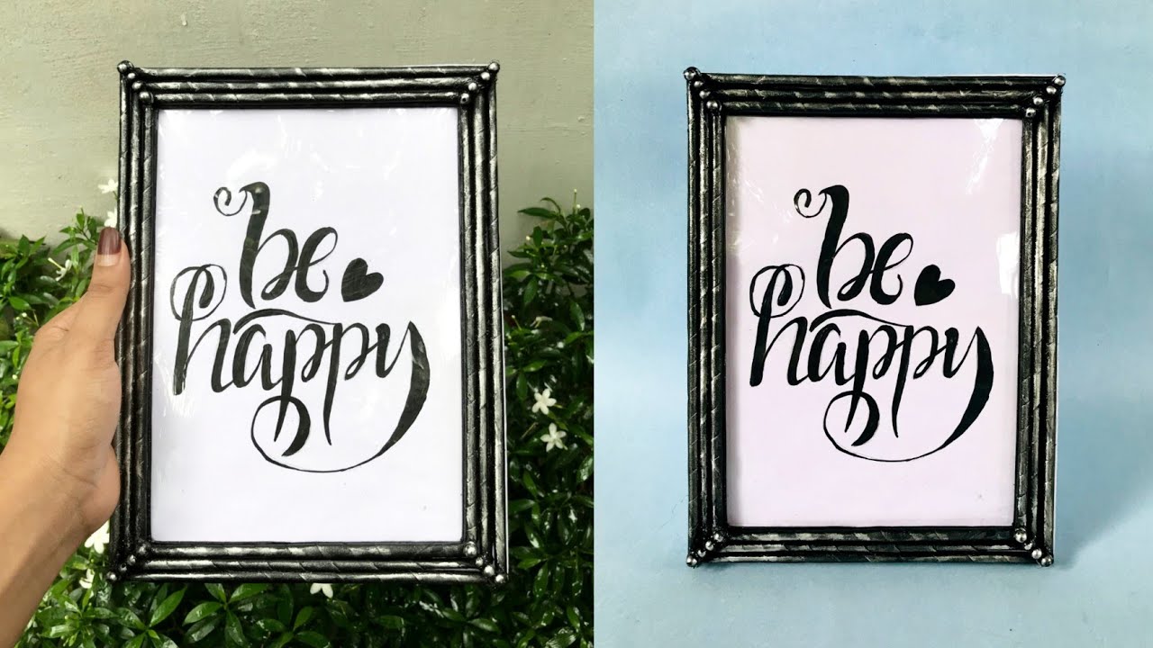 calligraphy frame | photo frame making at home | cardboard photo frame ...