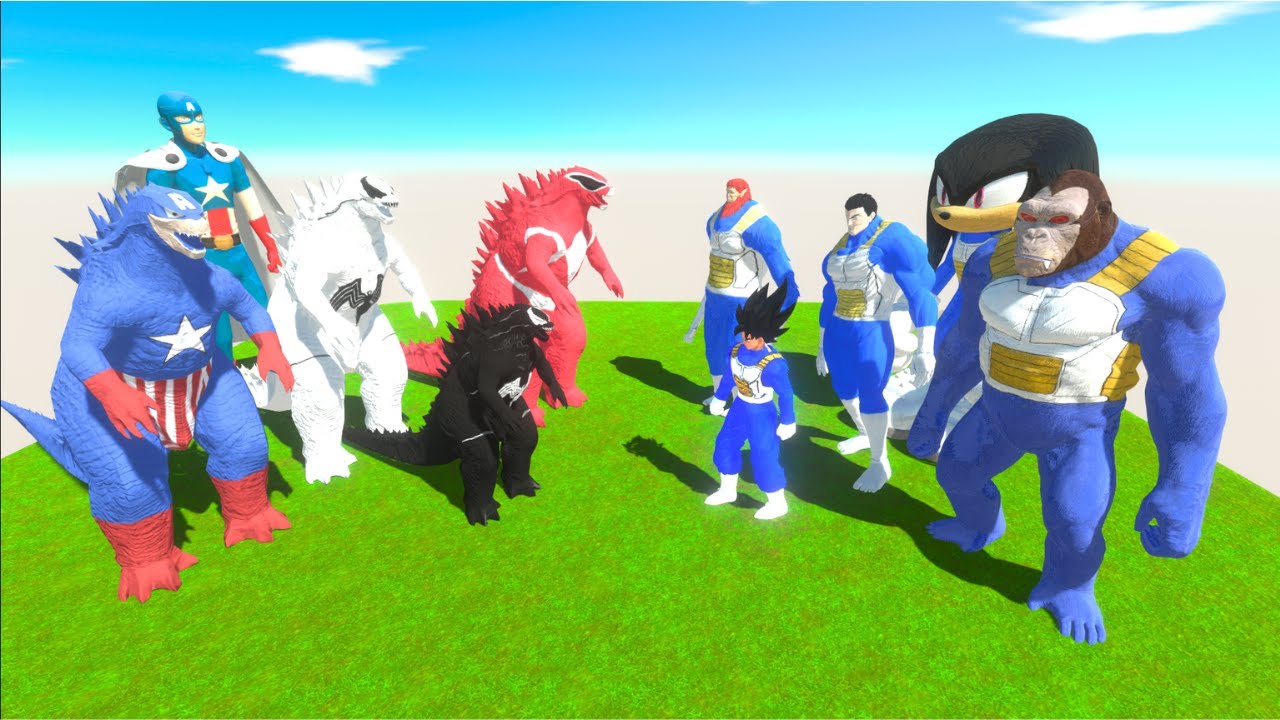 Team Vegeta + Great Ape Vegeta vs 4 Level Godzilla Super Hero + Saitama ...