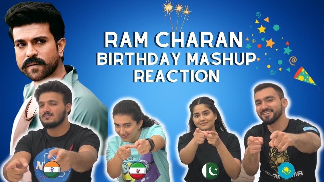 RAM CHARAN BIRTHDAY MASHUP REACTION | Stalwart Studio | 4 idiots react | Foreigners React - YouTube