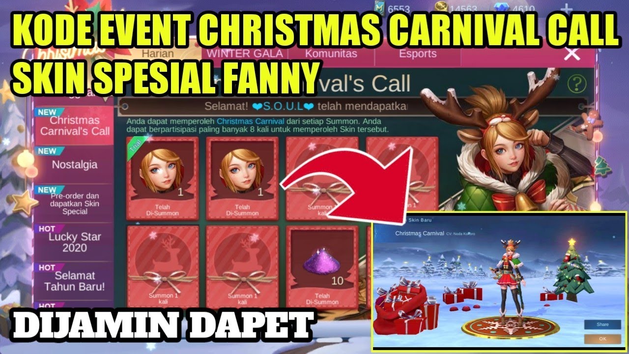 SELURUH KODE EVENT CHRISTMAS CARNIVAL'S CALL SKIN SPESIAL FANNY MOBILE ...