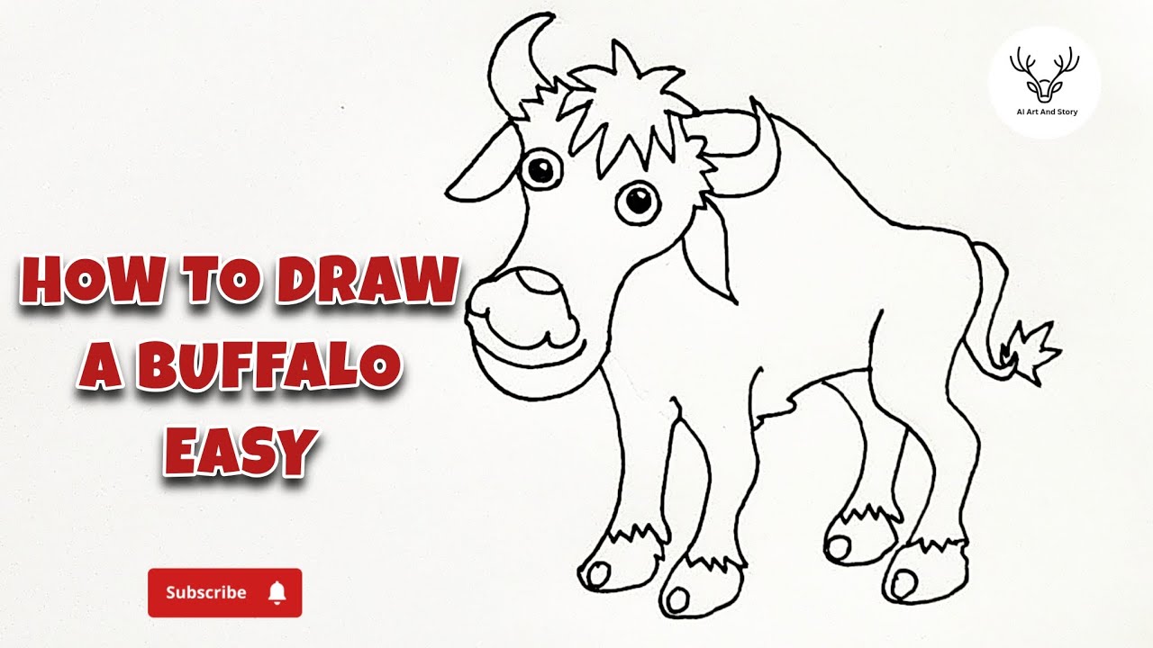 How to Draw a Buffalo (EASY) - YouTube