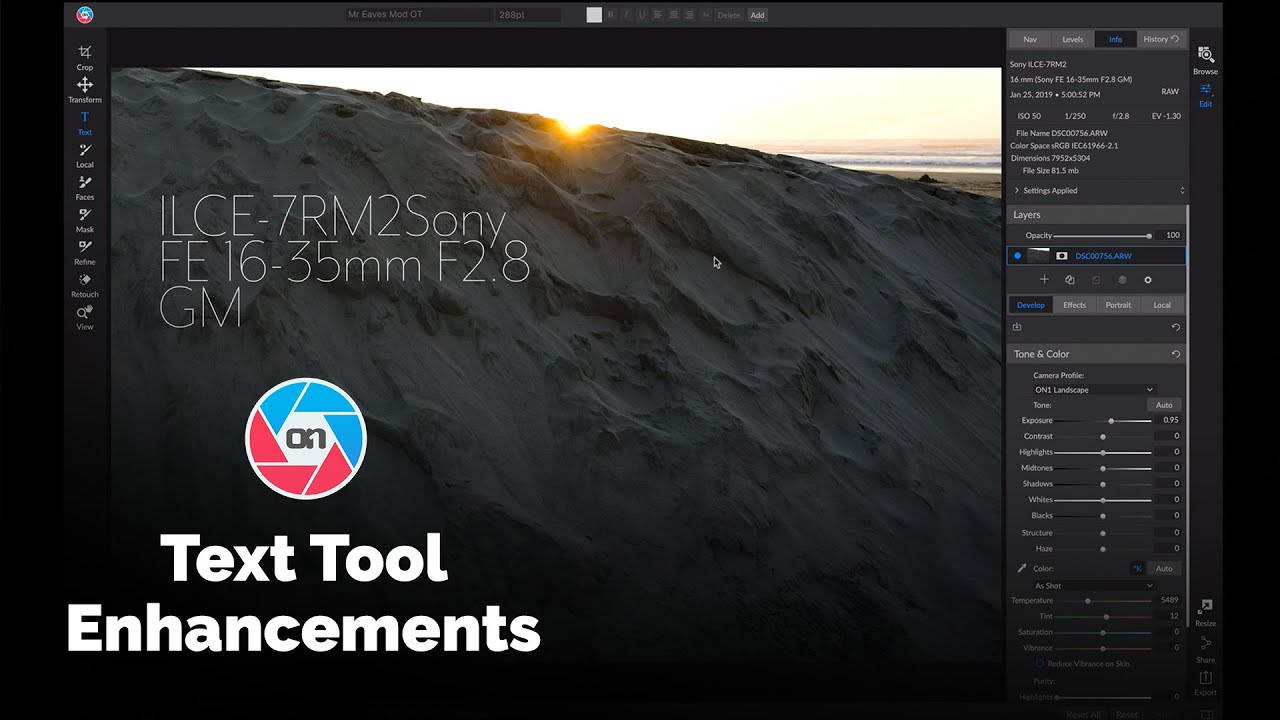 Text Tool Enhancements - ON1 Photo RAW 2019.5 - YouTube