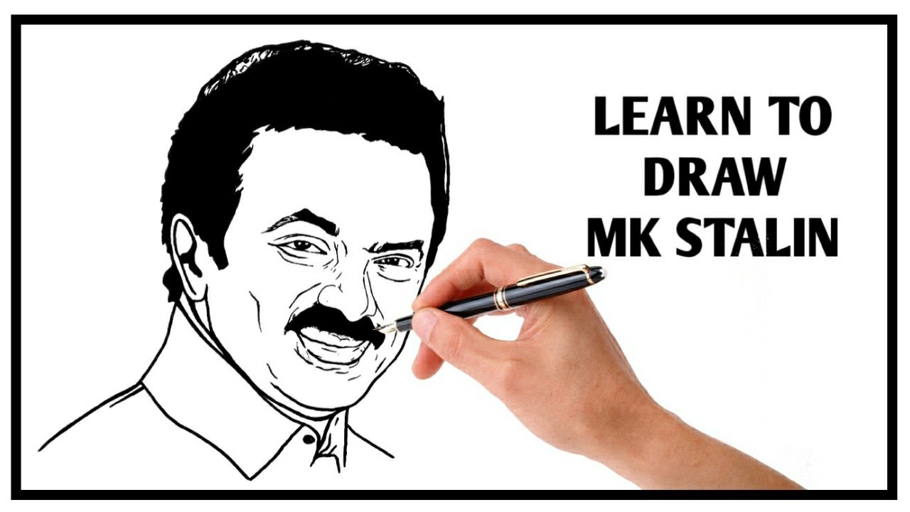 MK Stalin Drawing | Tamilnadu Chief Minister Drawing | Muthuvel ...
